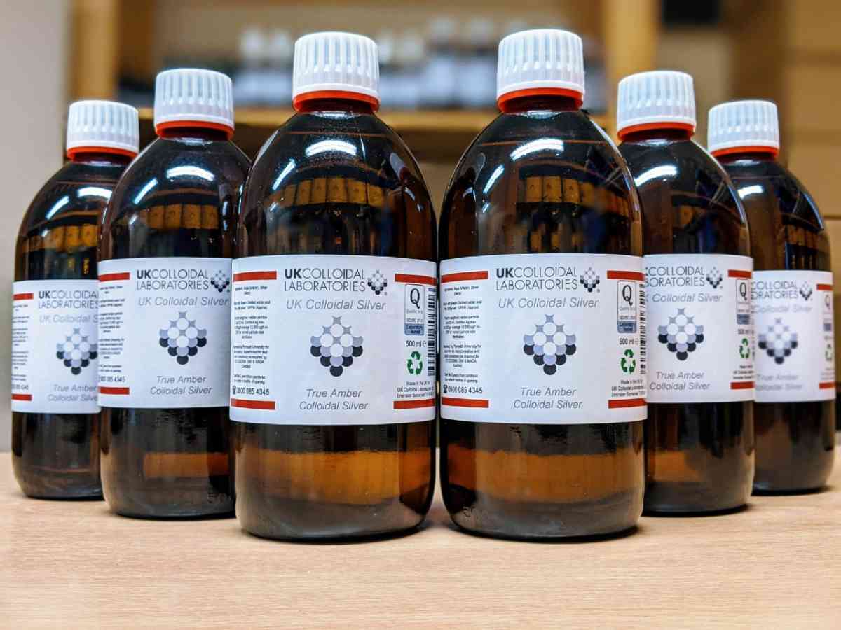 4 x 500ml Glass Amber Colloidal Silver - 4 Pack Special - UK Colloidal ...