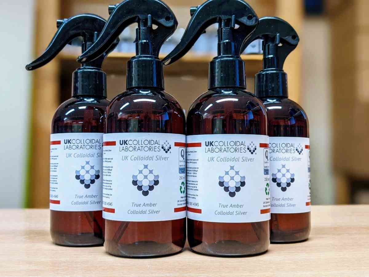 4 x 1000ml Plastic Amber Colloidal Silver - 4 Pack Special - UK ...
